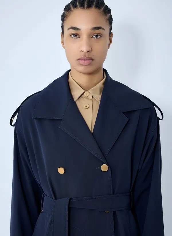 Max Mara Gabardine Wool Coat - Blue