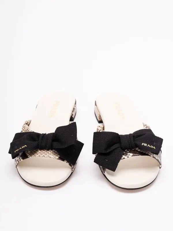 Prada Ayers Slides With Bow Detail