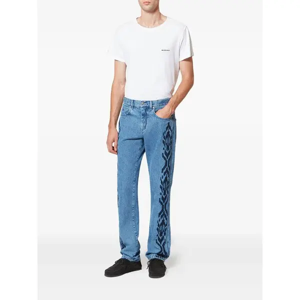 Isabel Marant Étoile Embroidered Regular & Straight-leg Jeans - Blue