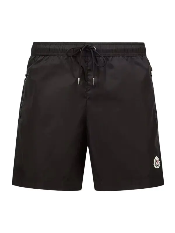 Moncler Swimwear With Logo Patch - Black