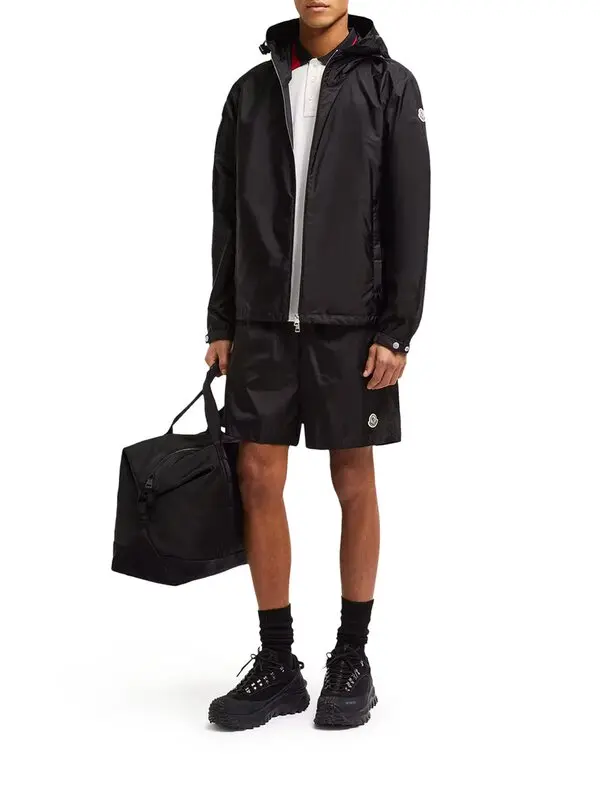 Moncler Swimwear With Logo Patch - Black