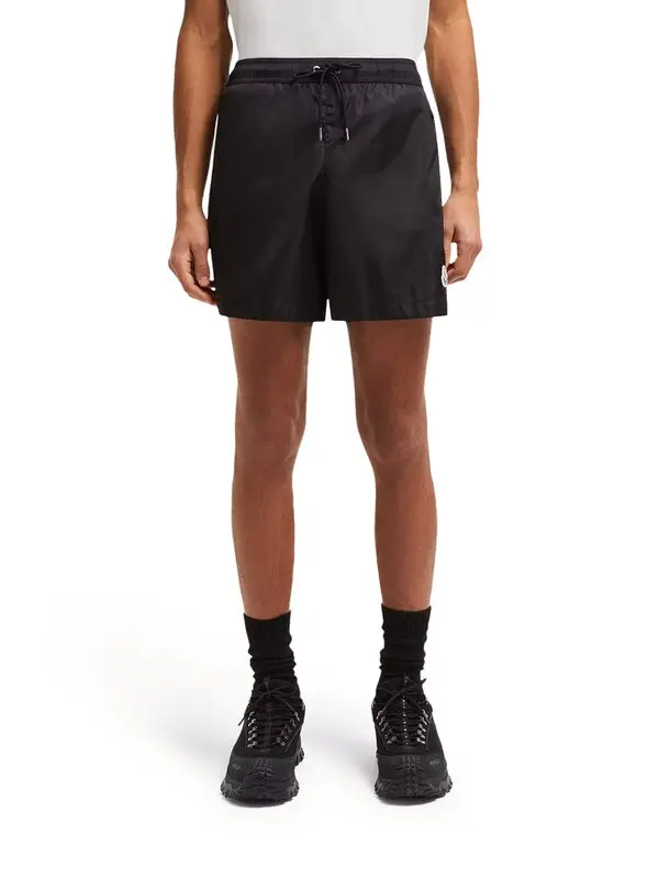 Moncler Swimwear With Logo Patch - Black