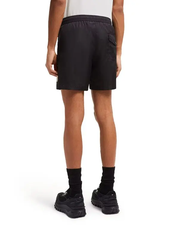 Moncler Swimwear With Logo Patch - Black