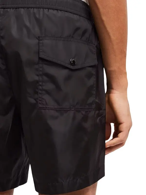 Moncler Swimwear With Logo Patch - Black