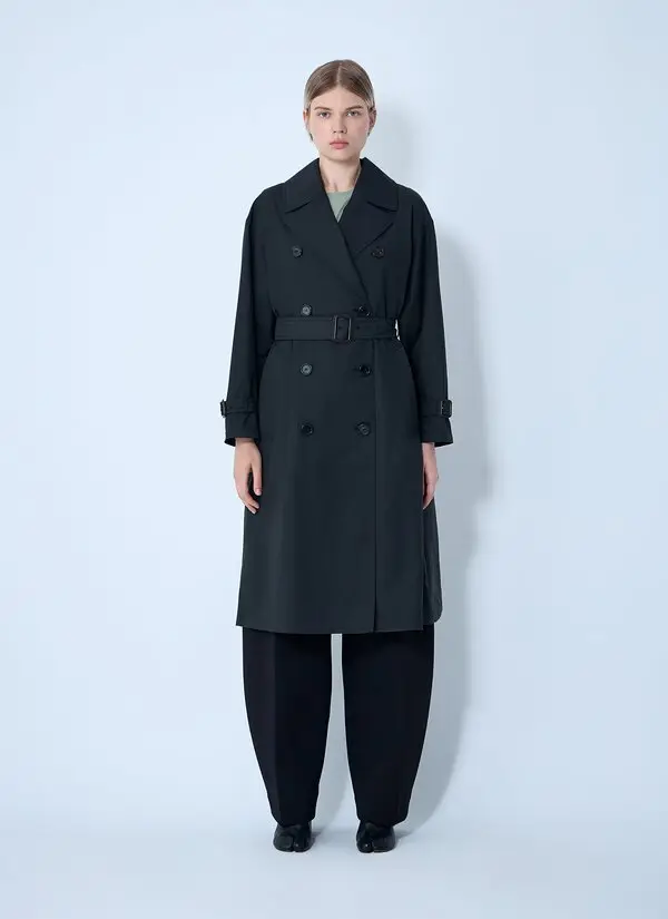Max Mara Classic Gabardine Trench Coat - Black