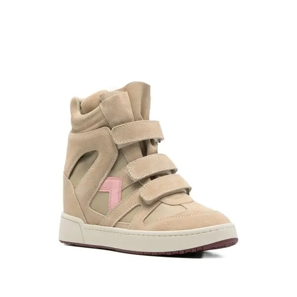 Isabel Marant Étoile Beige Suede Cut-out High-top Wedge Trainers - Cream