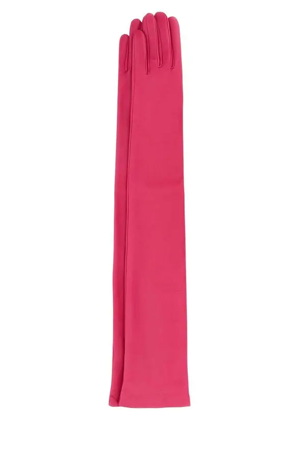 Balenciaga Fuchsia Leather Gloves - Pink