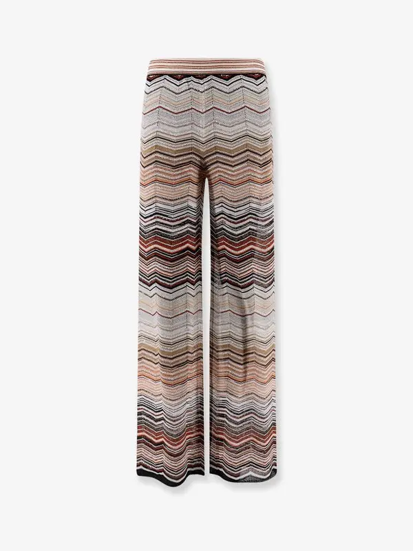 Missoni Viscose Trousers With Laminated Chevron Pattern - Multicolor