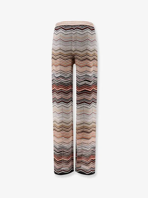 Missoni Viscose Trousers With Laminated Chevron Pattern - Multicolor