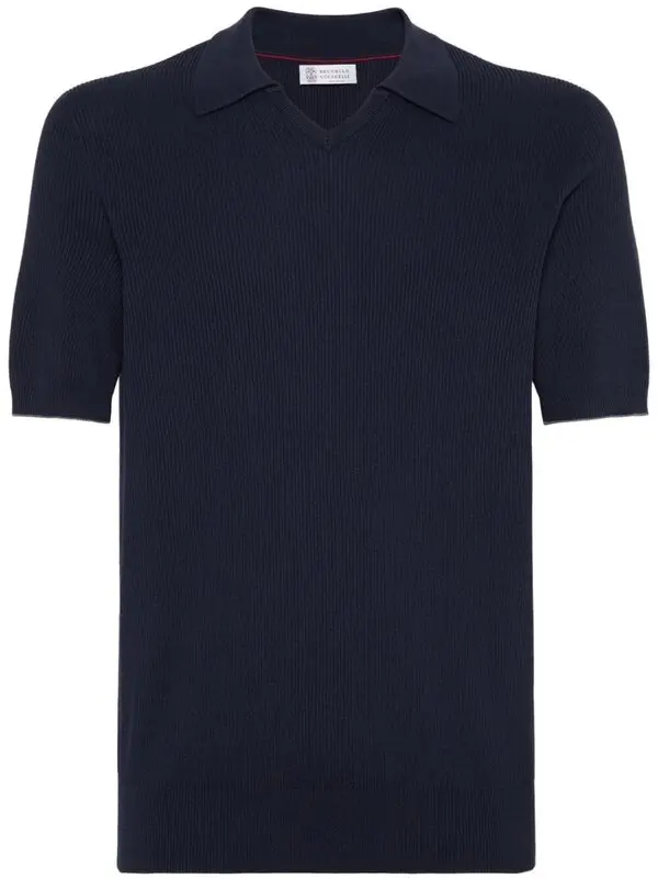 Brunello Cucinelli Ribbed Cotton Polo Sweater