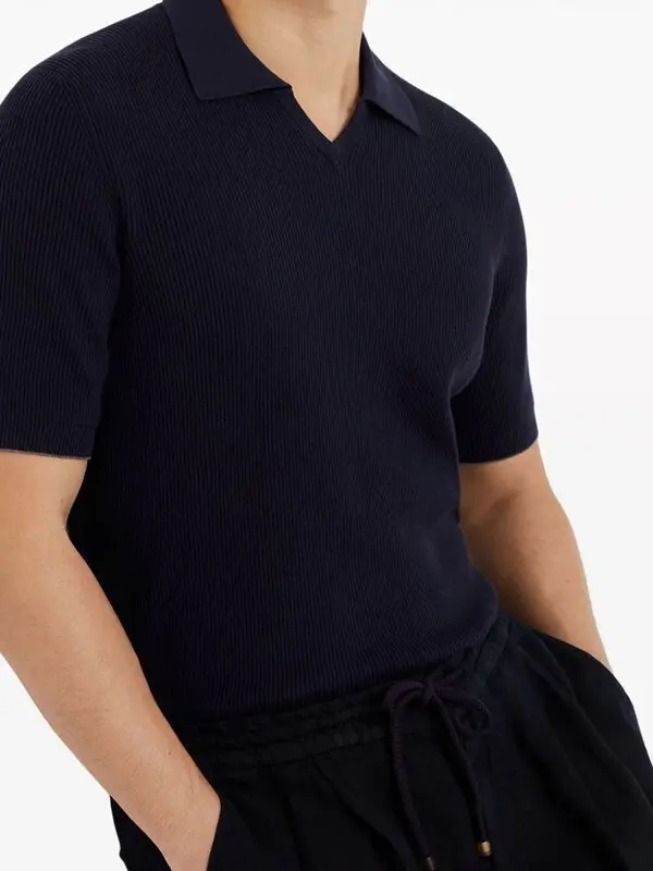Brunello Cucinelli Ribbed Cotton Polo Sweater