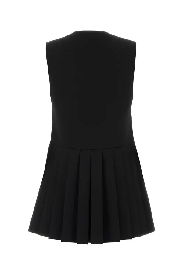 JIL SANDER Pleated Virgin Wool Top - Black