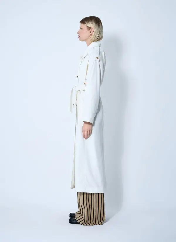Max Mara Water-repellent Gabardine Trench Coat - White