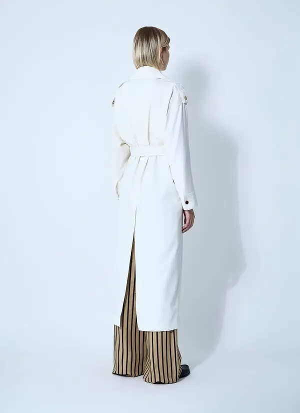 Max Mara Water-repellent Gabardine Trench Coat - White