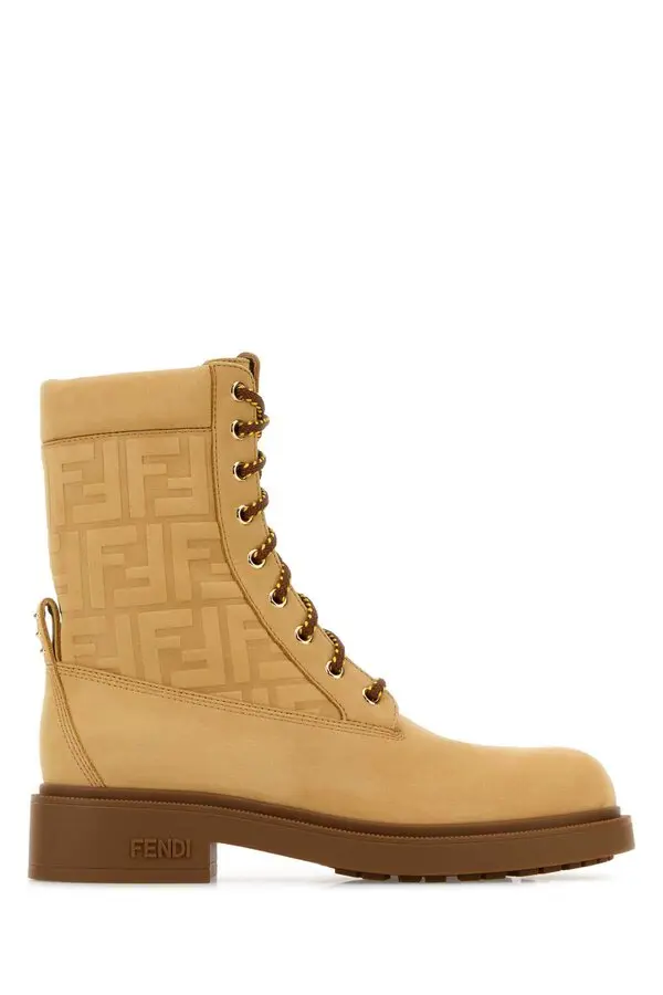 Fendi Beige Nubuck Fili Ankle Boots