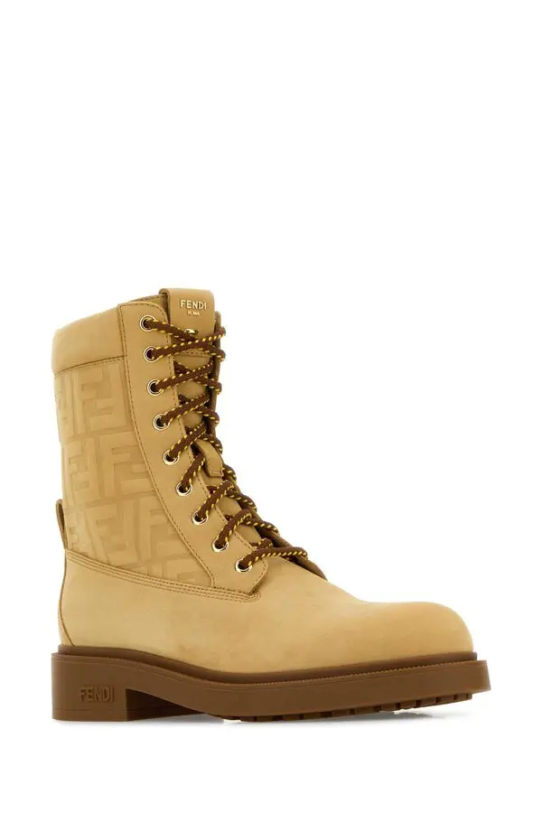 Fendi Beige Nubuck Fili Ankle Boots