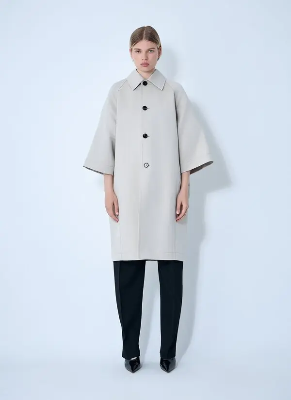 Bottega Veneta Classic Collar Coat In Silk-and-cotton Blend