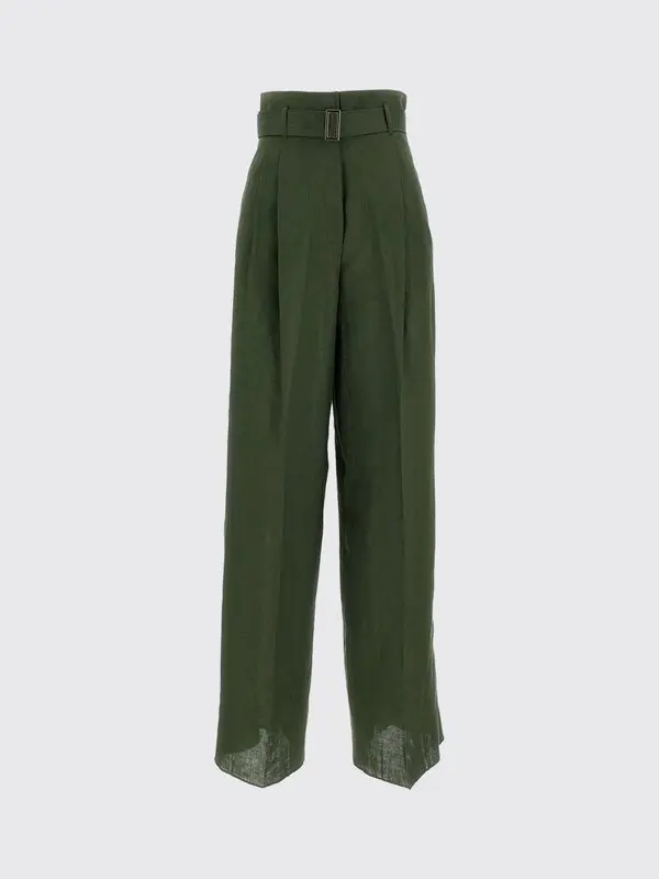 Max Mara Belted Linen Trousers - Brown
