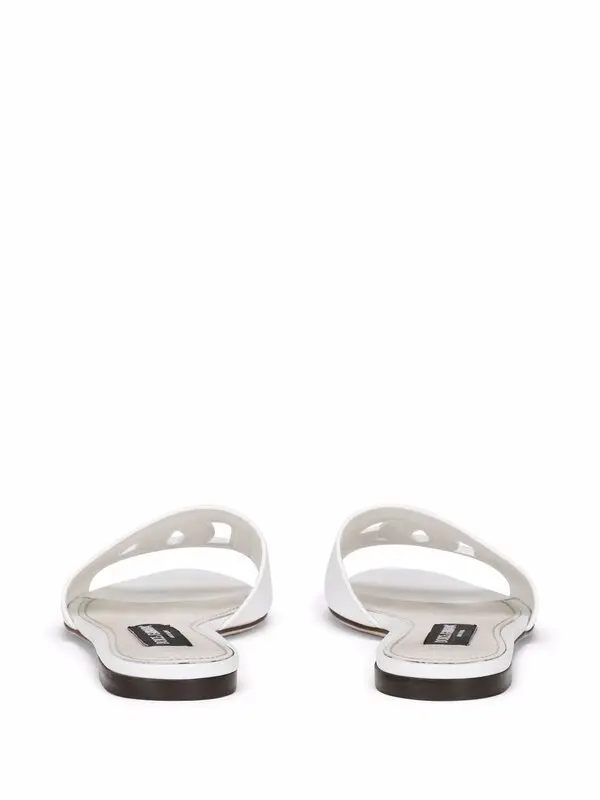 Dolce & Gabbana Dg Logo Leather Flat Slides - Multicolor