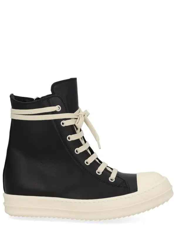 Rick Owens Leather Lace-up High Top Sneakers - Black