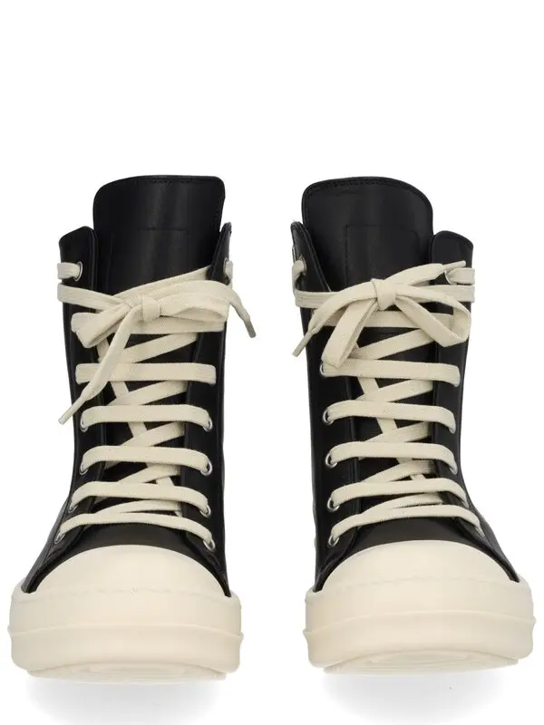 Rick Owens Leather Lace-up High Top Sneakers