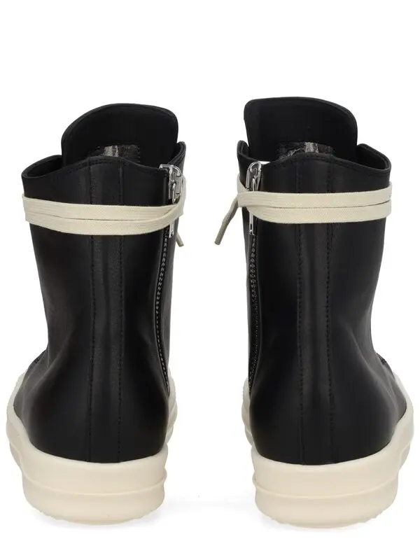 Rick Owens Leather Lace-up High Top Sneakers