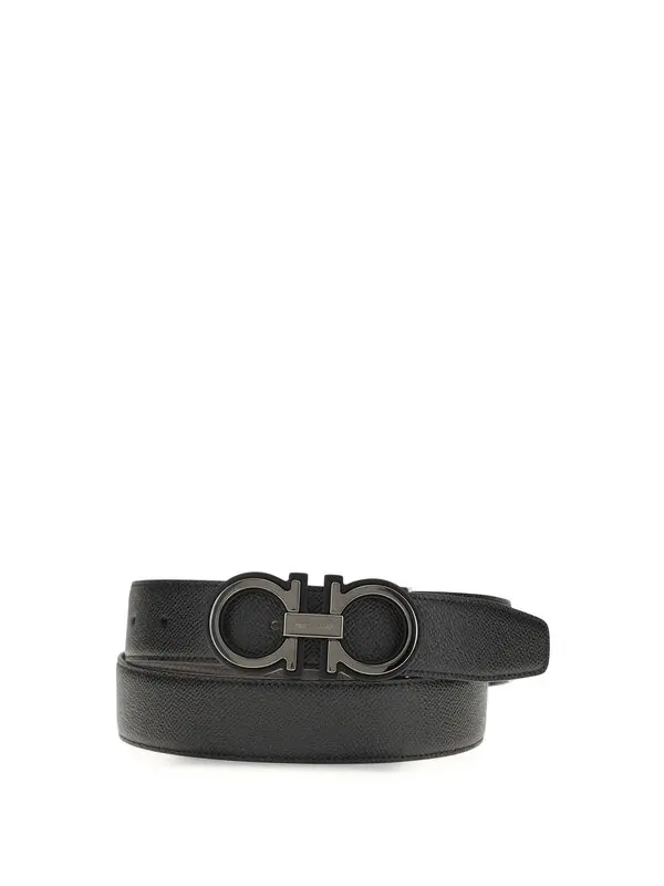 FERRAGAMO Reversible And Adjustable Gancini Belt - Black