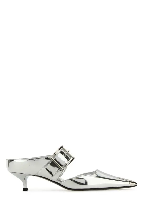 Alexander McQueen Leather Punk Pumps - Silver