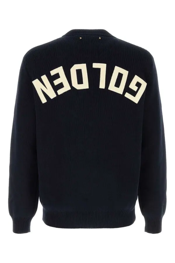 GOLDEN GOOSE Dark Stretch Cotton Blend Crew Neck Sweater