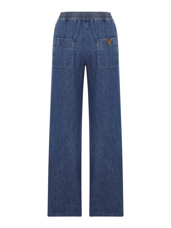 Valentino Garavani Wide Leg Chambray Pants