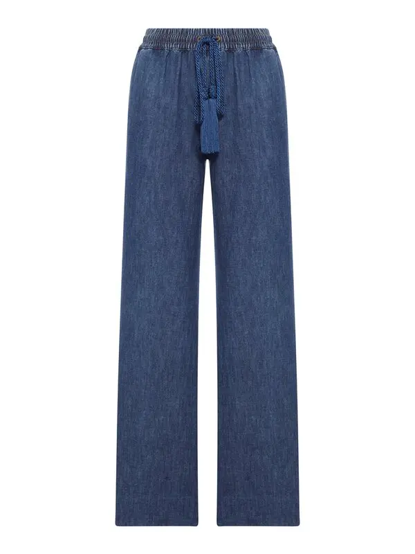 Valentino Garavani Wide Leg Chambray Pants - Multicolor