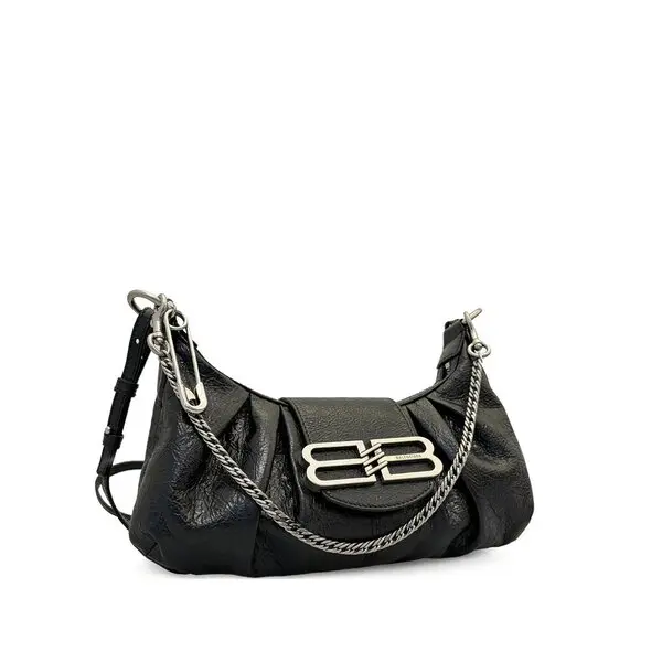 Balenciaga Lambskin Gathered Shoulder Bag With Silver-tone Hardware
