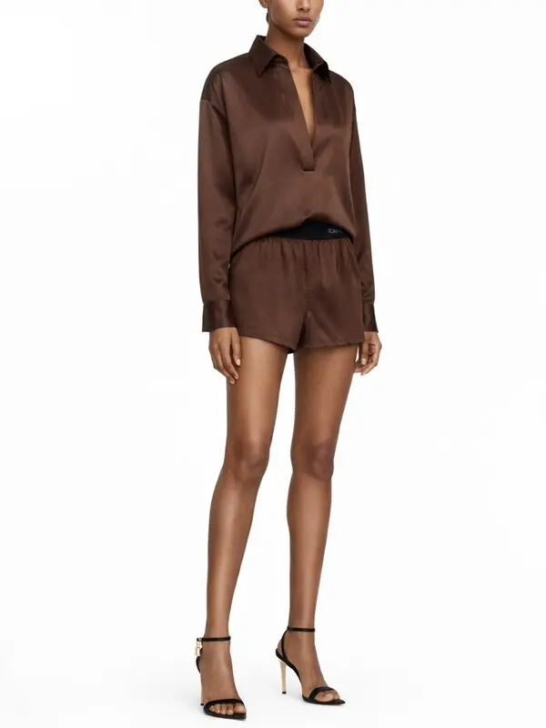 TOM FORD Silk Pajama Shorts - Brown