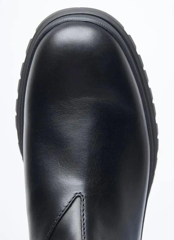 Prada Blixxen Leather Chelsea Boots - Black