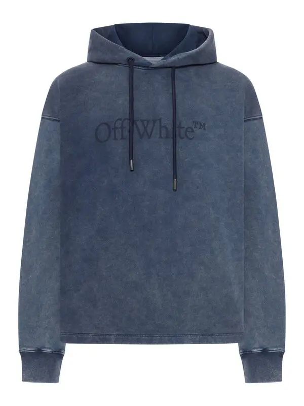Off-White Laundry" Faded Effect Cotton Hoodie