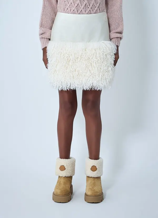 Moncler Eco Nylon Mini Skirt With Fluffy Hem - White