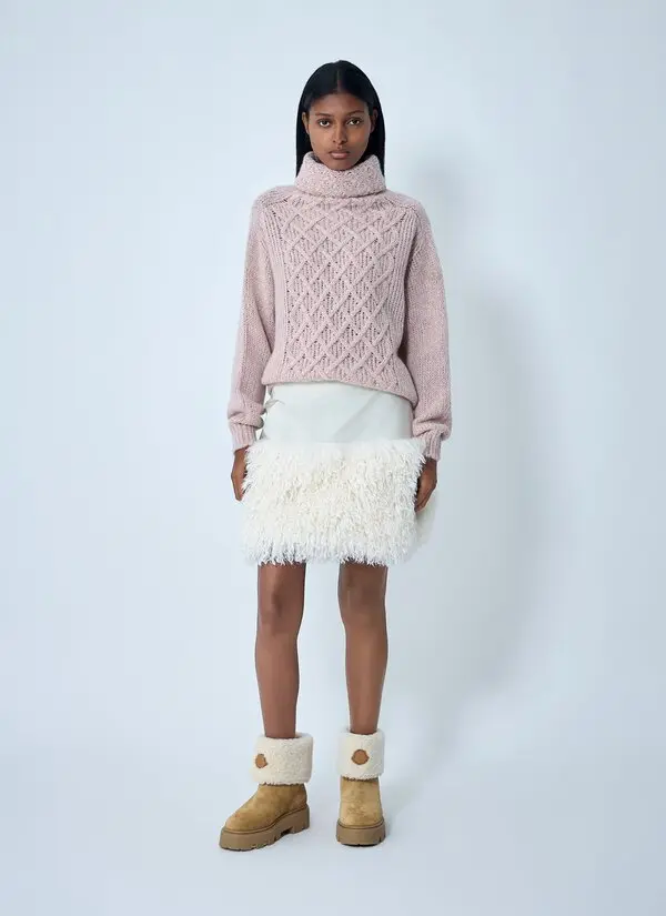 Moncler Eco Nylon Mini Skirt With Fluffy Hem - White