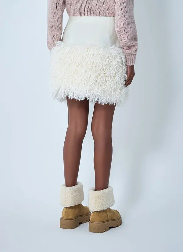 Moncler Eco Nylon Mini Skirt With Fluffy Hem - White