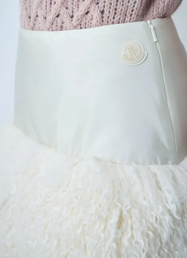 Moncler Eco Nylon Mini Skirt With Fluffy Hem - White