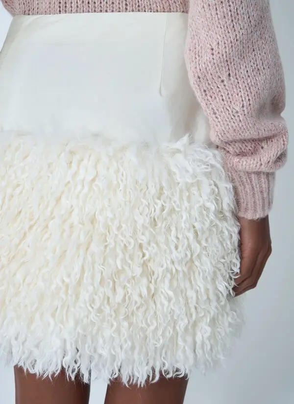 Moncler Eco Nylon Mini Skirt With Fluffy Hem - White