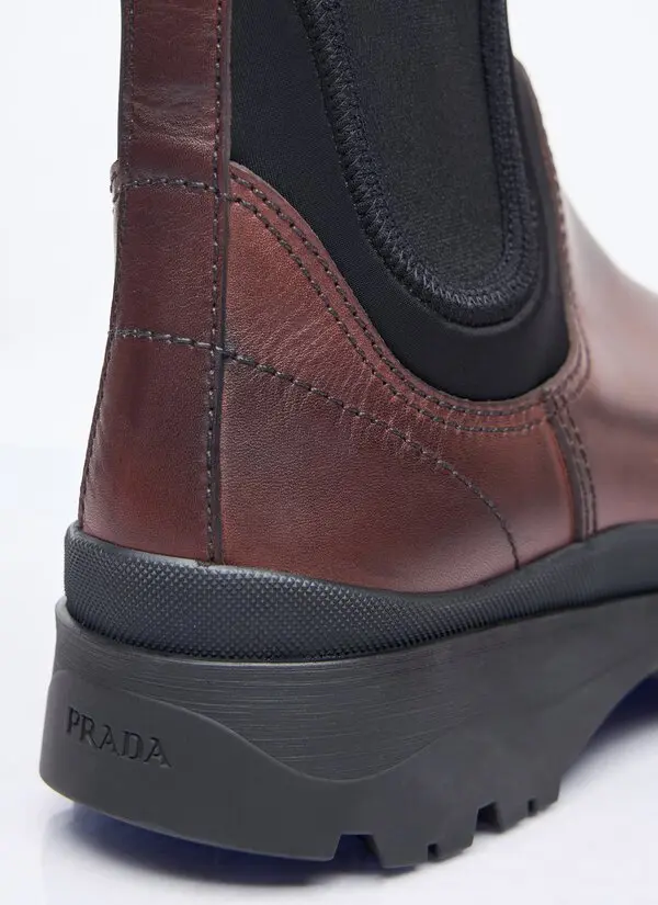 Prada Blixxen Leather Boots - Brown