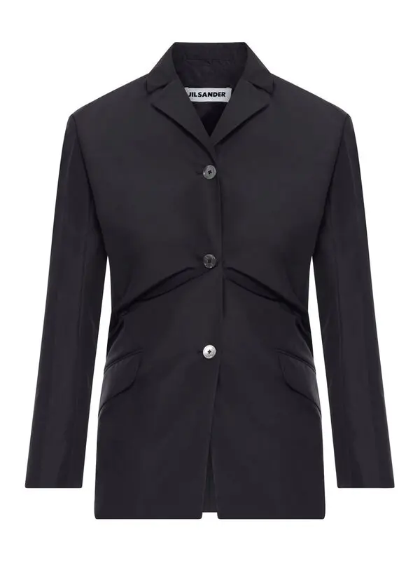 JIL SANDER Tailored Blazer In Technical Fabric With Back Draping - Black