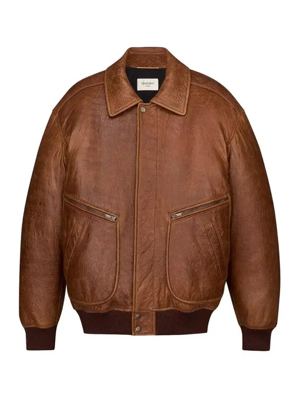Saint Laurent Padded Bomber Jacket In Glossy Hammered Lambskin - Multicolor