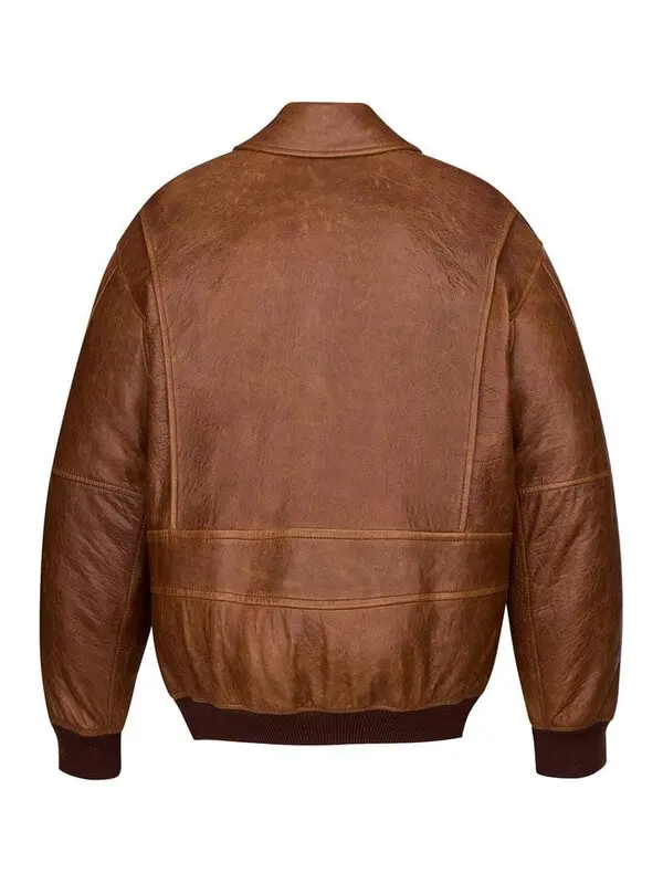 Saint Laurent Padded Bomber Jacket In Glossy Hammered Lambskin - Tan