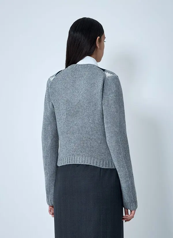 Prada Argyle Cashmere Crewneck Cardigan