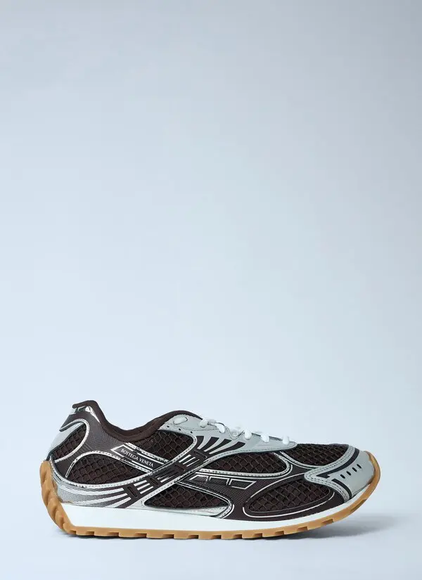 Bottega Veneta Orbit Mesh And Leather Sneakers - Brown