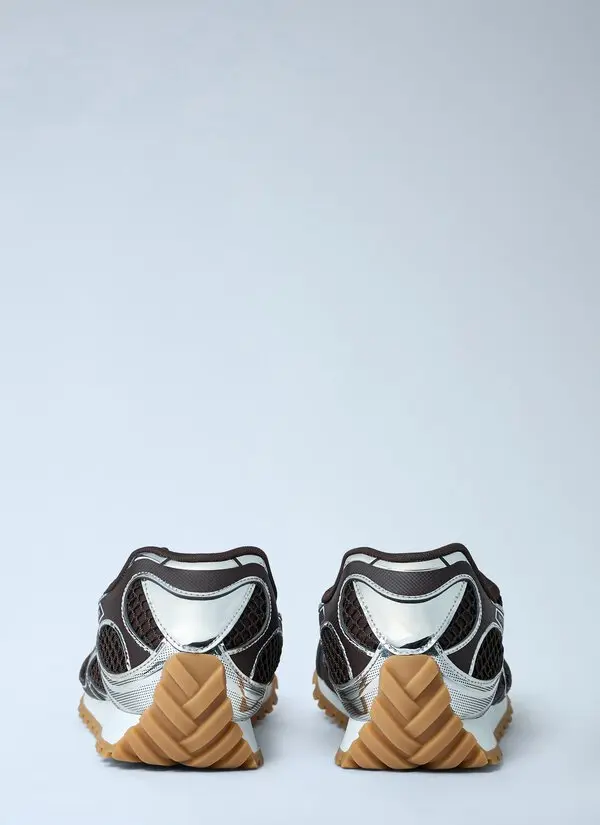Bottega Veneta Orbit Mesh And Leather Sneakers - Brown