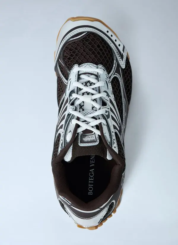Bottega Veneta Orbit Mesh And Leather Sneakers - Brown