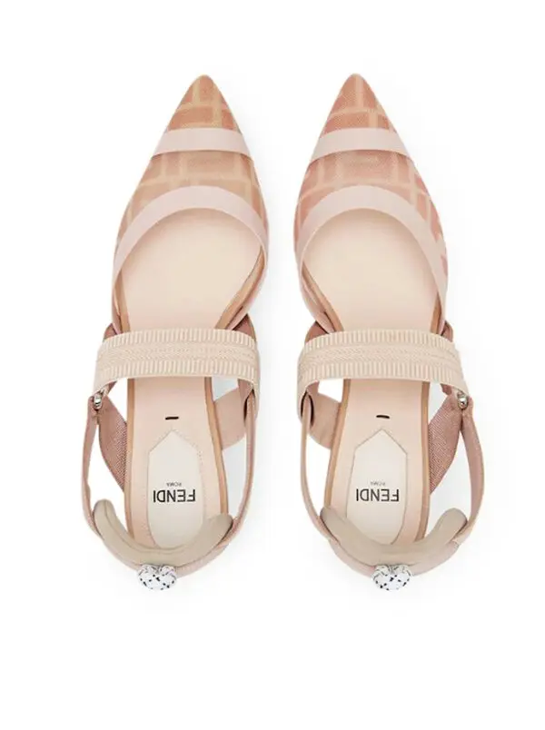 Fendi Colibrì Slingback Pumps In Leather And Mesh - Pink