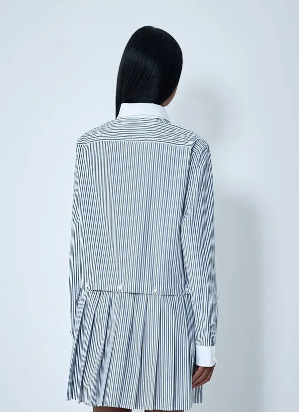 Miu Miu Striped Pleated Cotton Poplin Dress